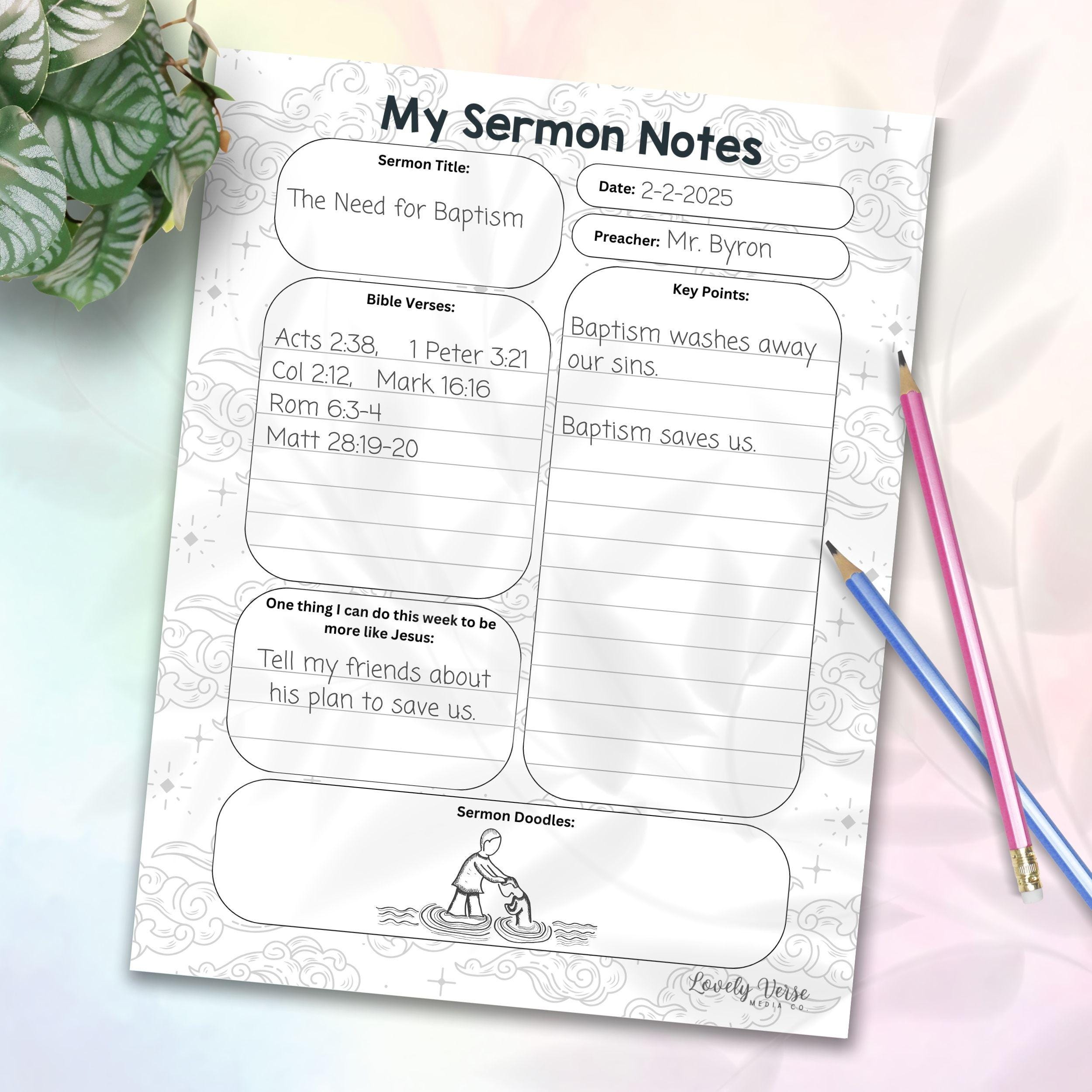 Bible Study Planner and Sermon Notes for Kids & Teens, Sunday School ...