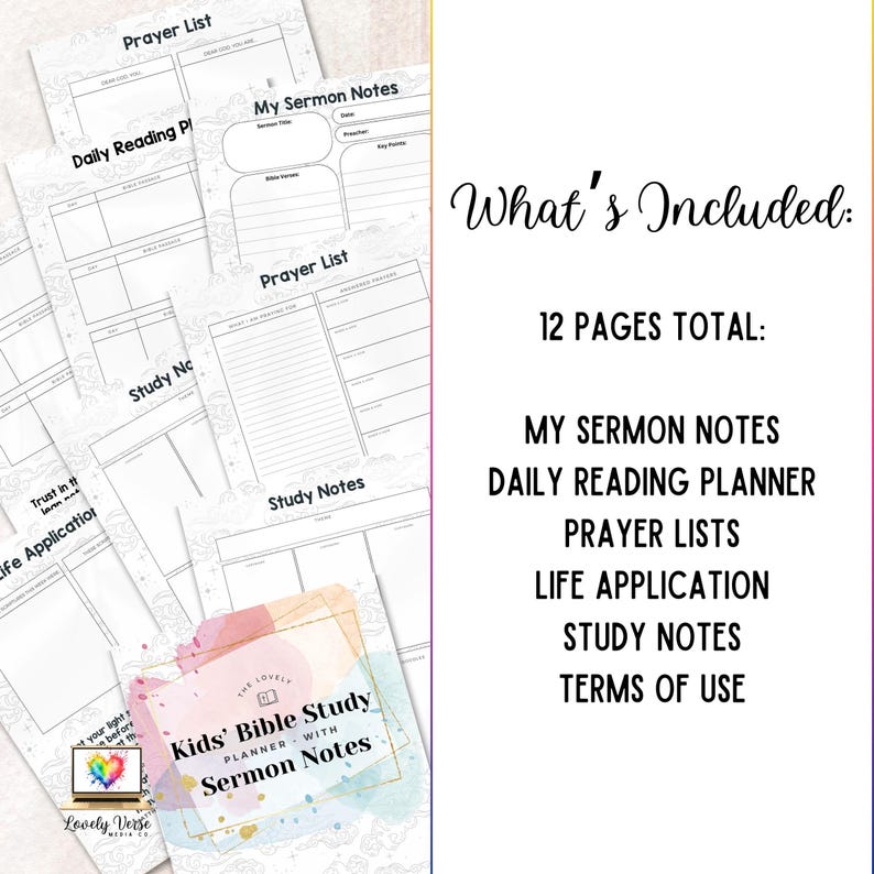 Bible Study Planner and Sermon Notes for Kids & Teens, Sunday School ...