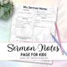 Printable Sermon Notes for Kids, Children's Sunday School Outline ...