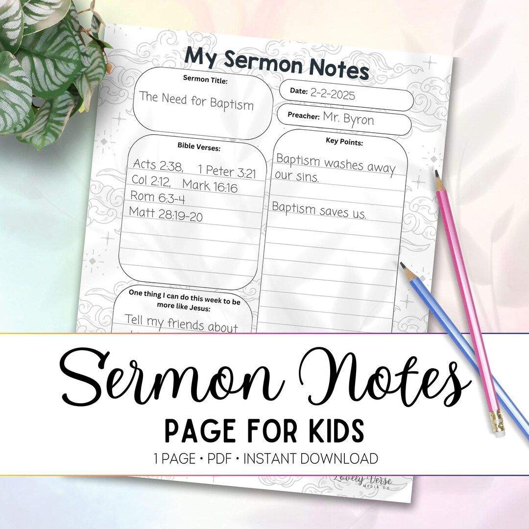 Sermon Notes for Kids & Preteens, Children's Sunday School Outline ...