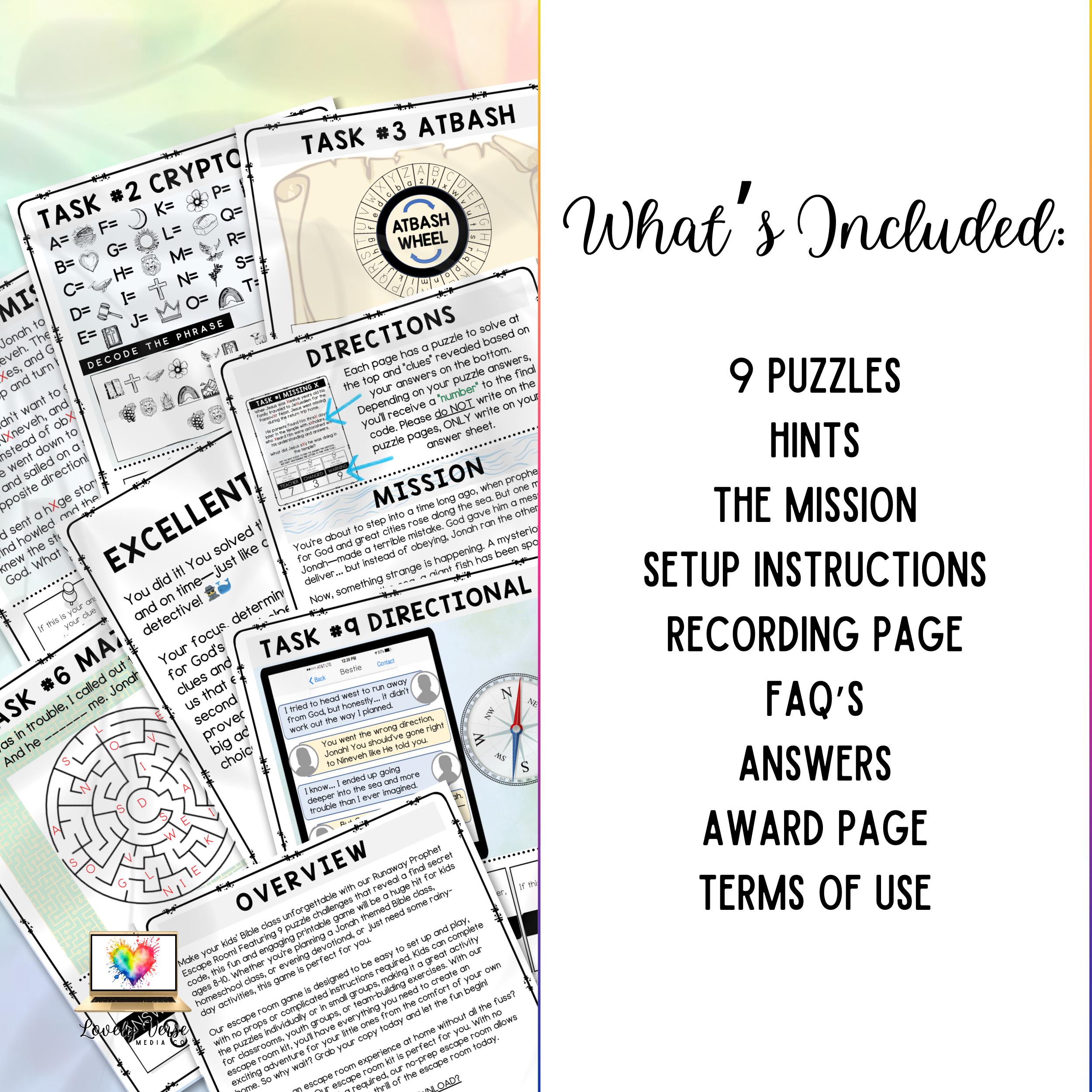 Jonah and the Whale Escape Room for Kids, Children's Bible Class Game ...