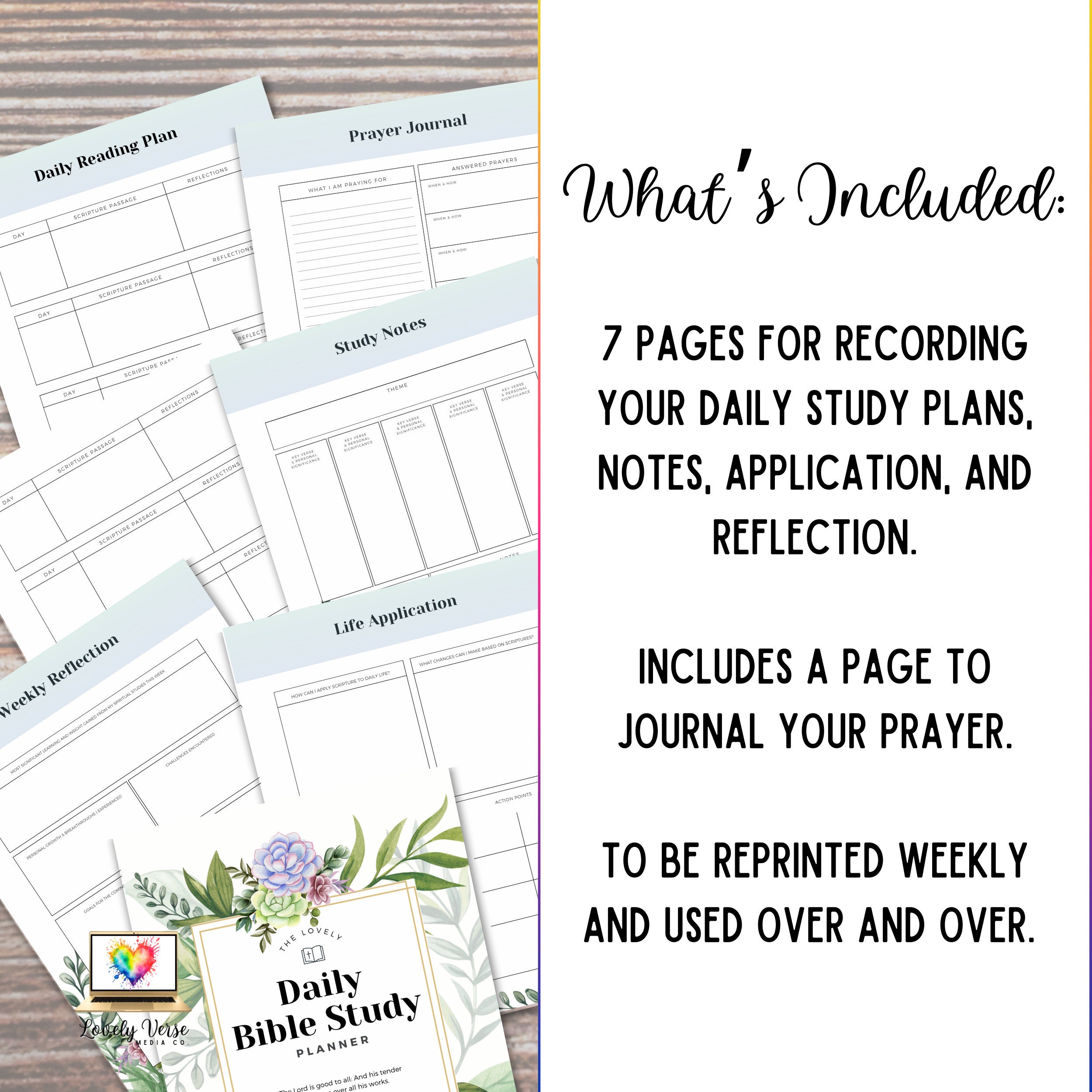 Daily Bible Study Planner With Prayer Journal for Personal Study ...