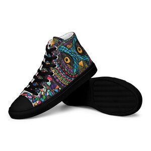 Colorful Owl High Top Canvas Shoes | Owl Printed Shoes | Graphic ...