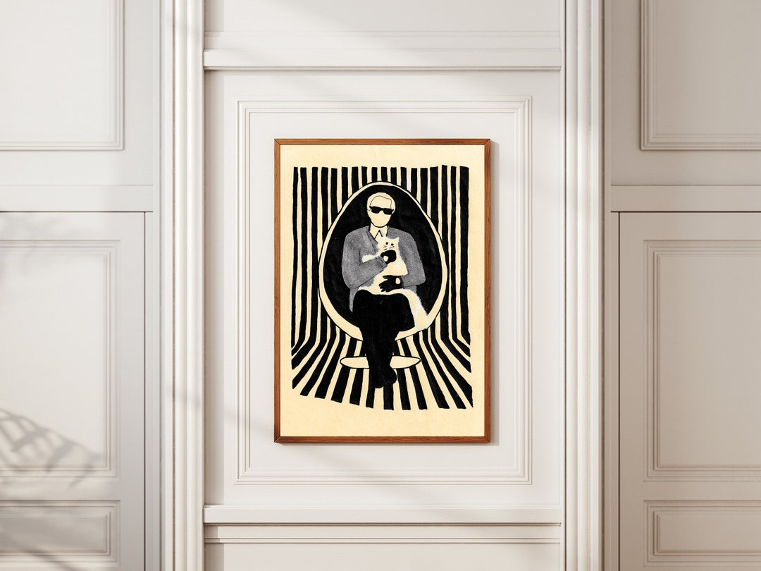 Karl Lagerfeld Illustration Poster | Karl Lagerfeld & Choupette Print ...