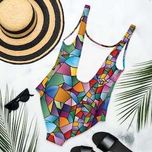 Stained Glass Swimsuit | Colorful One Piece Bathing Suit | Unique Beach ...