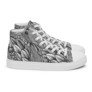 Bird Sneakers | Hand-drawn Kingfisher Design | Women’s High Top Black ...