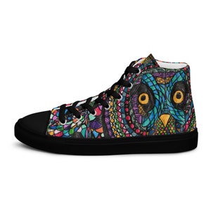 Colorful Owl High Top Canvas Shoes | Owl Printed Shoes | Graphic ...
