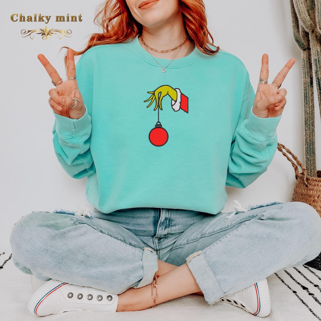 Embroidered Grinchmas Joy Sweater, Grinch Holiday Spirit Sweater ...