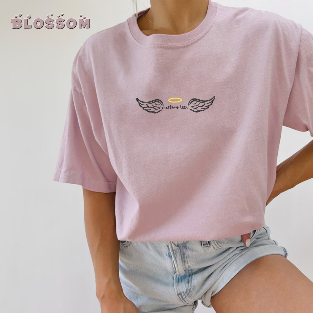 Embroidered Custom Angel Wings Shirt, Angel T-shirt, Angel Halo Shirt ...