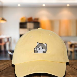 Embroidered Cat Baseball Hat, Cute Cat Cap, Cat Lovers Hat, Cap for ...