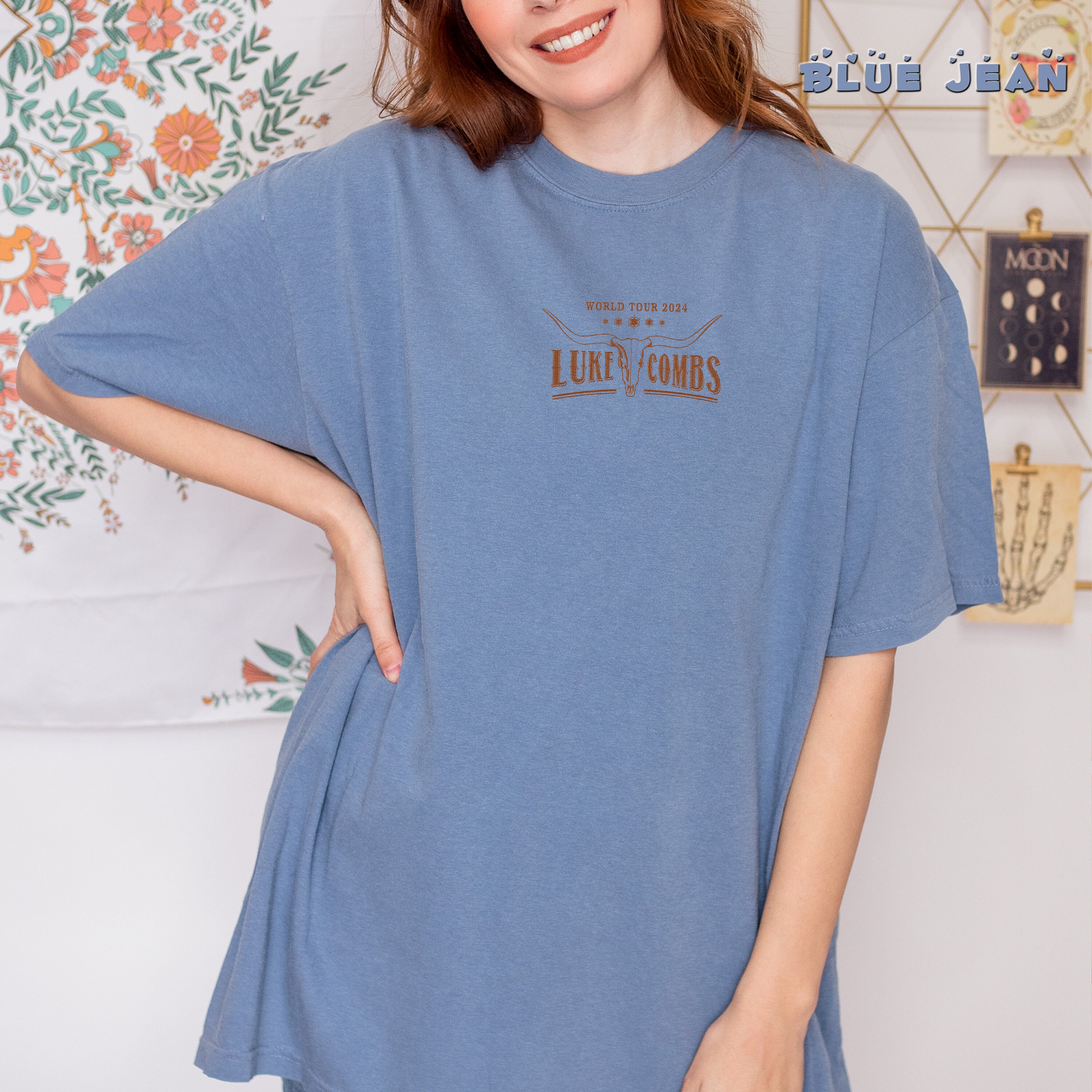 Embroidered Luke Combs World Tour 2024 Sweatshirt, Combs Bullhead ...