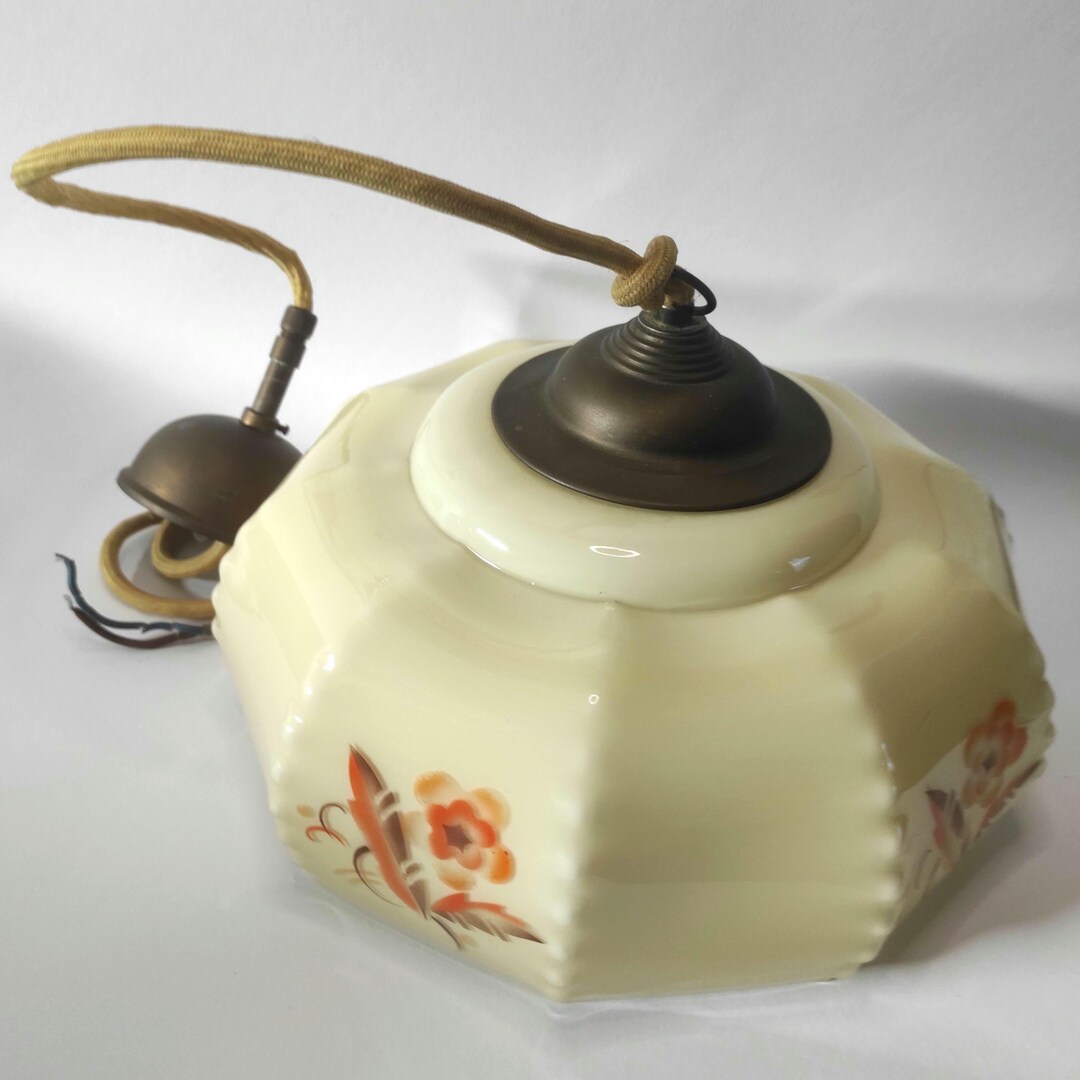 Rare Belgian 1920s / 1930s Art Deco Lamp Opal Glass With Transparent ...