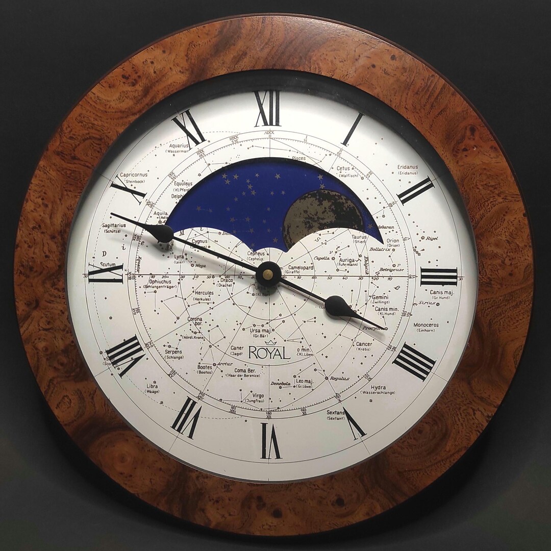 Nostalgia Vintage Moon Phase Clock With Junghans Quartz Movement Wall ...