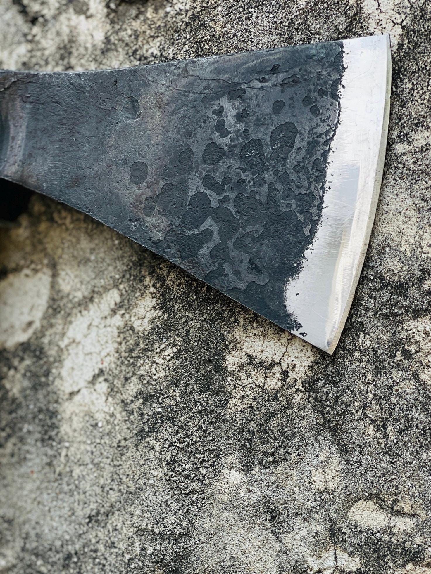 Hand Forged Carbon Steel Axe, Axe Head With Leather Sheath, Bushcraft ...