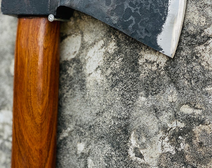 Hand Forged Carbon Steel Axe, Axe Head With Leather Sheath, Bushcraft ...