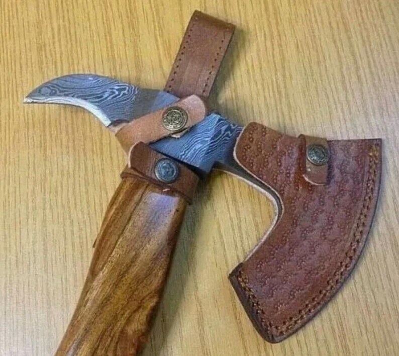 Handmade Damascus Twisted Pattern Hatchet Steel Axe Hunting Camping ...