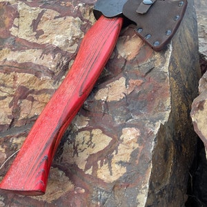 Hand Forged Carbon Steel Axe, Axe Head With Leather Sheath, Bushcraft ...