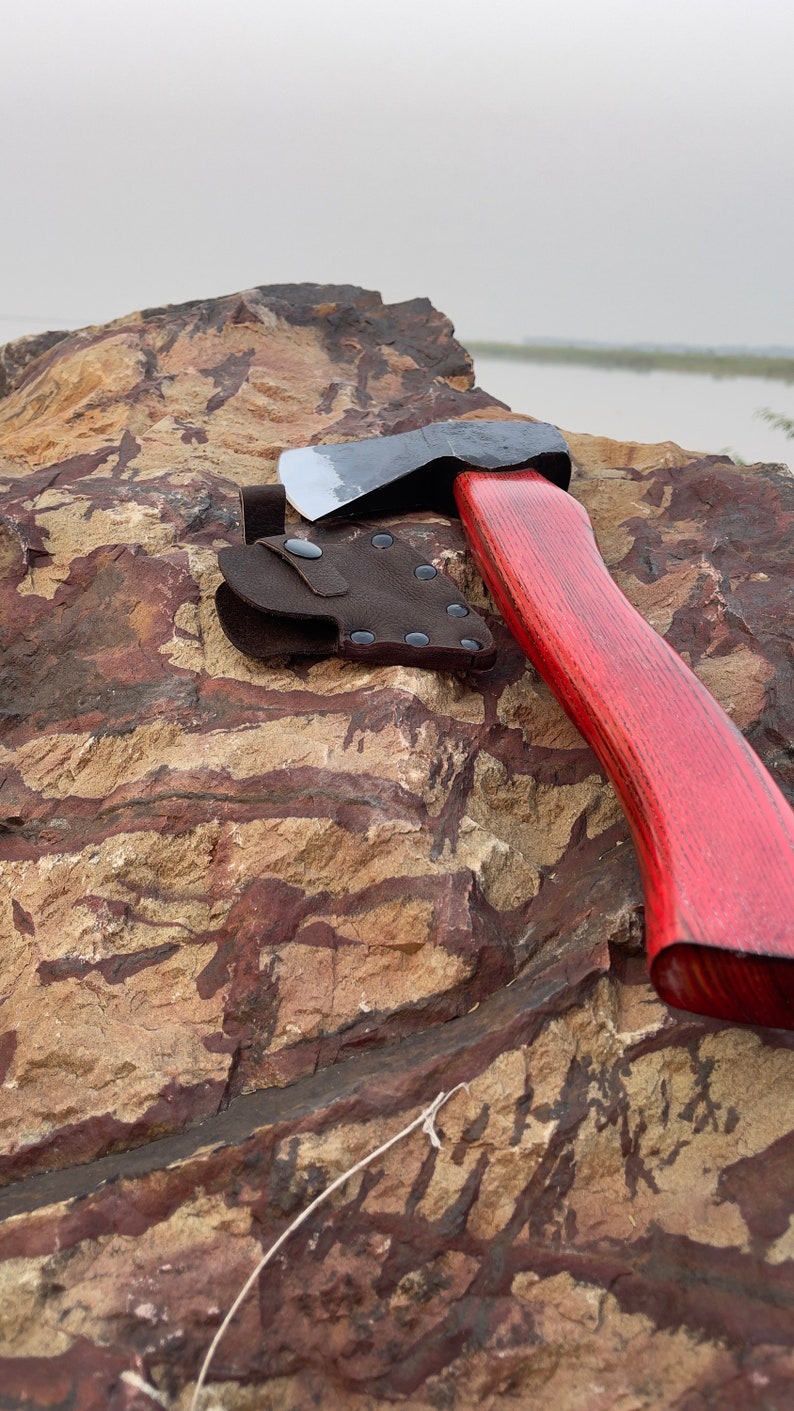 Hand Forged Carbon Steel Axe, Axe Head With Leather Sheath, Bushcraft ...