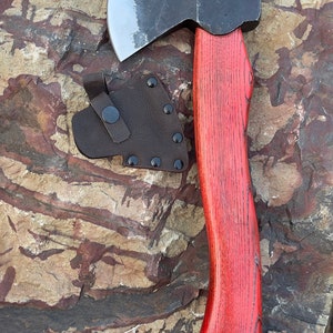 Hand Forged Carbon Steel Axe, Axe Head With Leather Sheath, Bushcraft ...