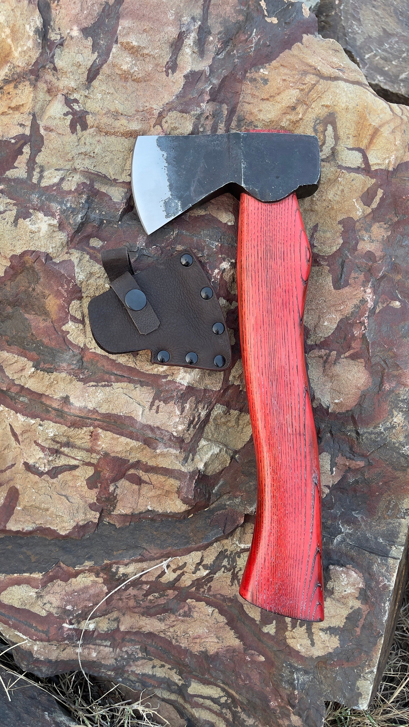 Hand Forged Carbon Steel Axe, Axe Head With Leather Sheath, Bushcraft ...