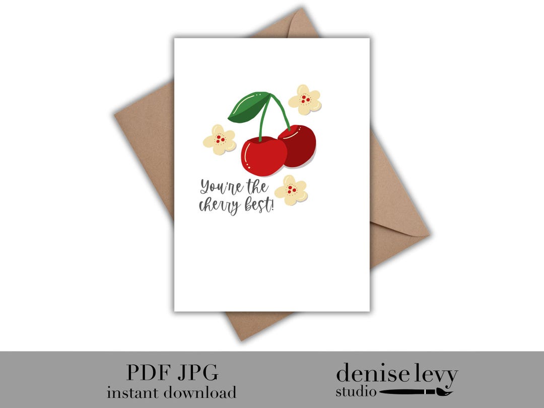Cherry Friend Card, Love Greeting (instant Download) - Etsy