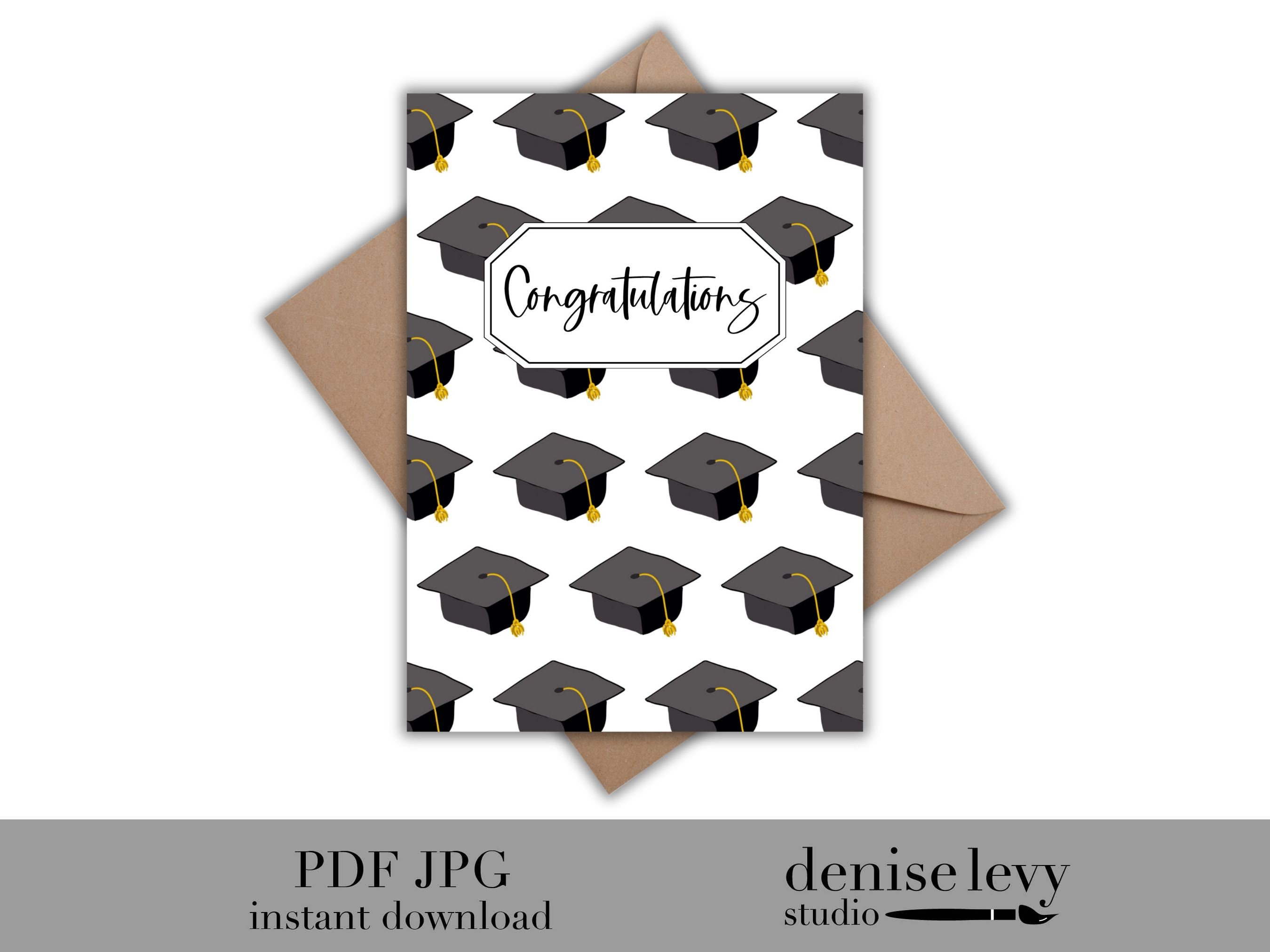 Printable Graduation Card, Congratulations Card, Graduate Hat Card ...