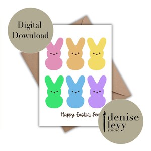 Printable Peeps Card, Greeting Card, Spring Card, Easter Bunny Greeting ...