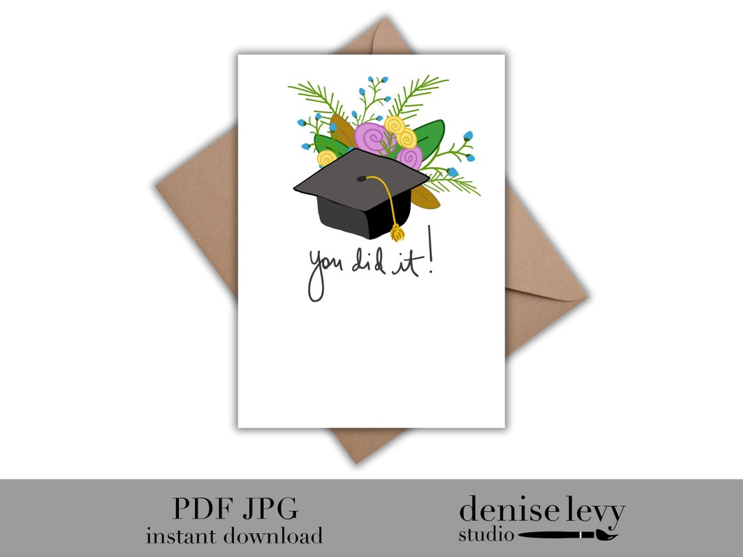 Printable Graduation Card, Congratulations Card, Graduate Hat Card ...