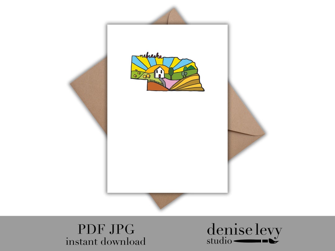 Nebraska Greeting Card: Illustrated State Design (digital Download) - Etsy