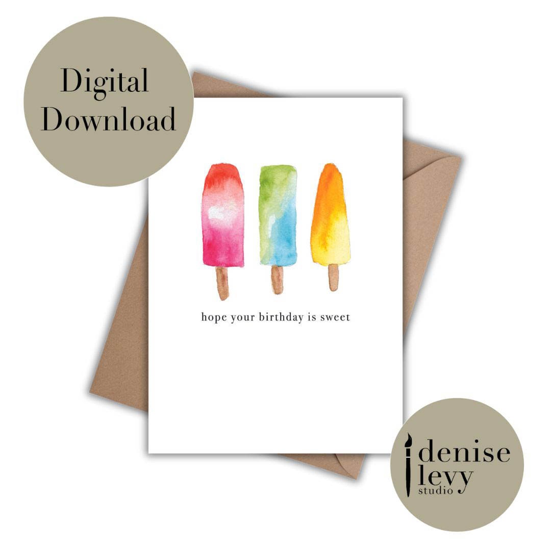 Printable Birthday Card, Sweet Birthday Card, Birthday Card, Popsicle ...