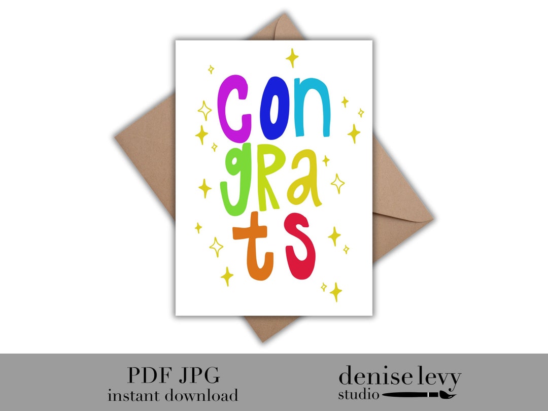 Printable Congrats Card, Congratulations Card, Graduation Card, New Job ...