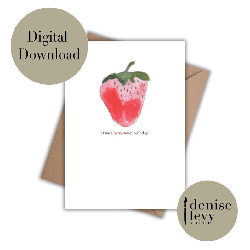 Printable Birthday Card, Berry Sweet Birthday Card, Birthday Card ...