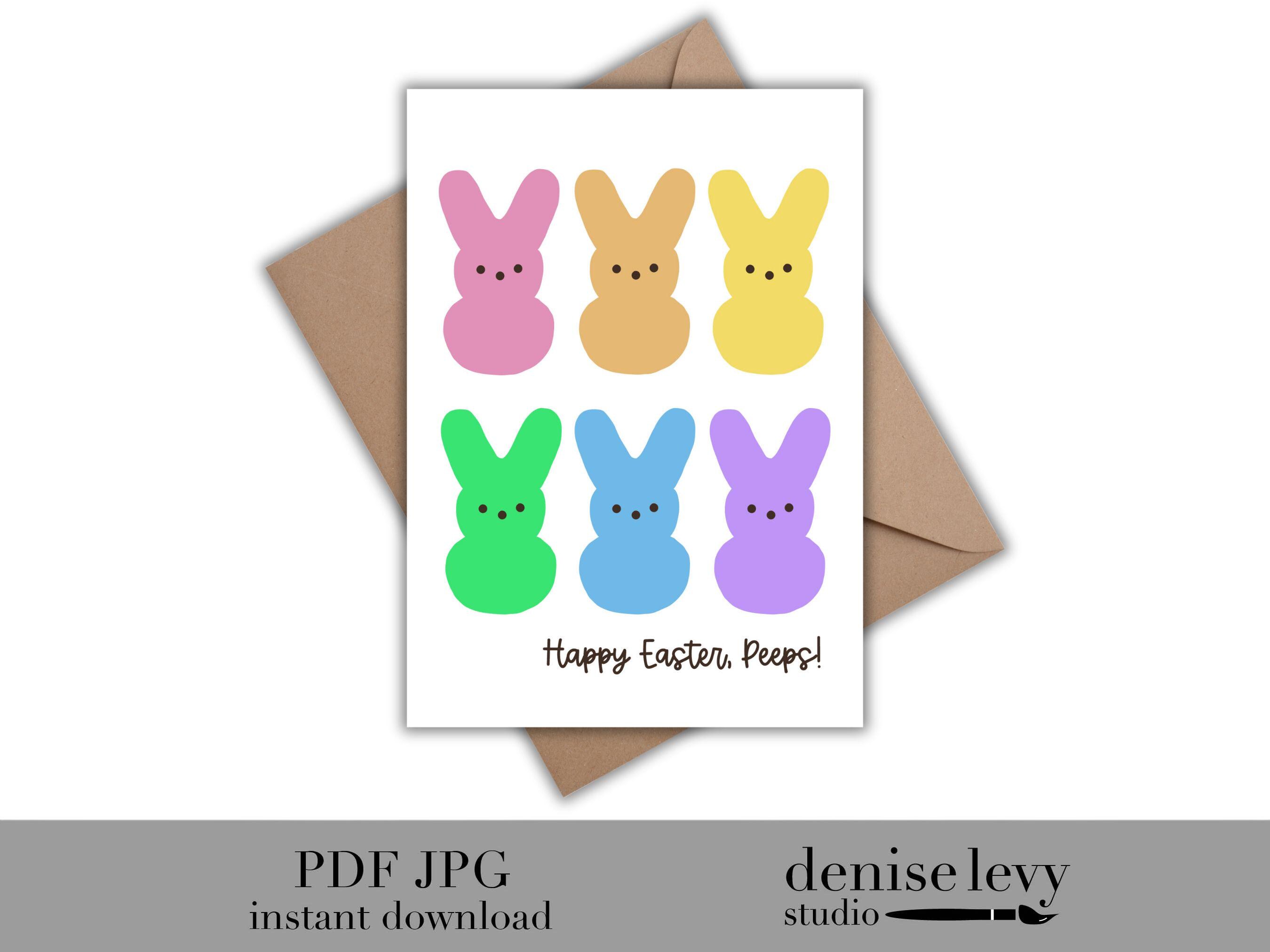Printable Easter Bunny Peeps Card: Whimsical Spring Greeting (PDF/JPG ...