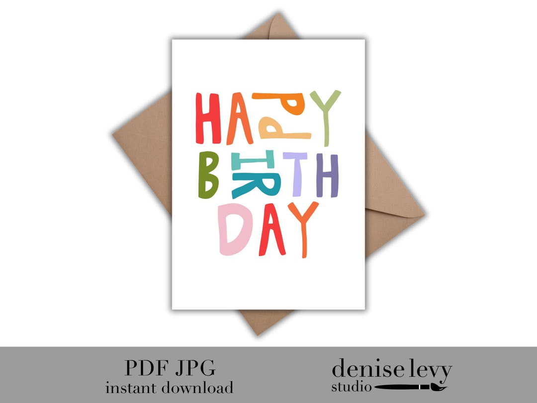 Printable Birthday Card, Birthday Card, Colorful Birthday Card ...