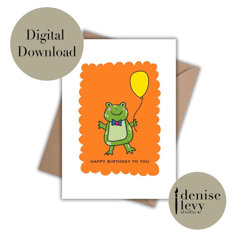 Printable Birthday Card, Birthday Card, Frog Birthday Card, Whimsical ...