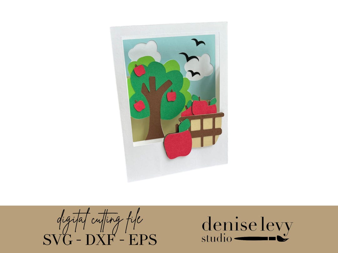 3D Apple Tree Card SVG: Autumn Scene Cut File (digital Download) - Etsy