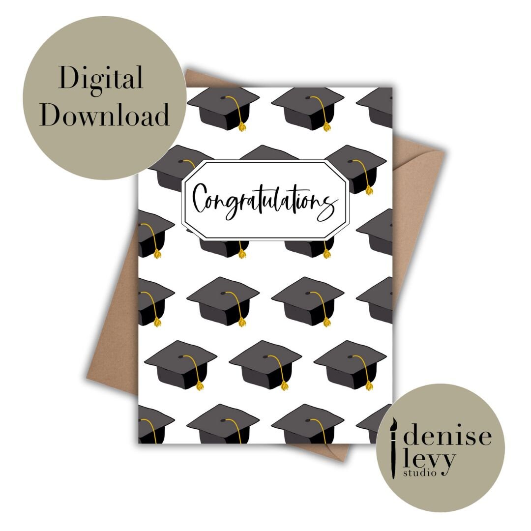 Printable Graduation Card, Congratulations Card, Graduate Hat Card ...