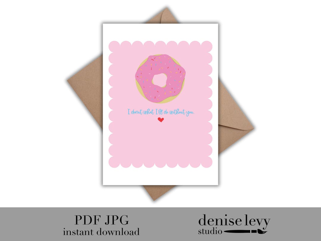 Printable Goodbye Card, Donut Card, Good Luck Card, Whimsical Card ...