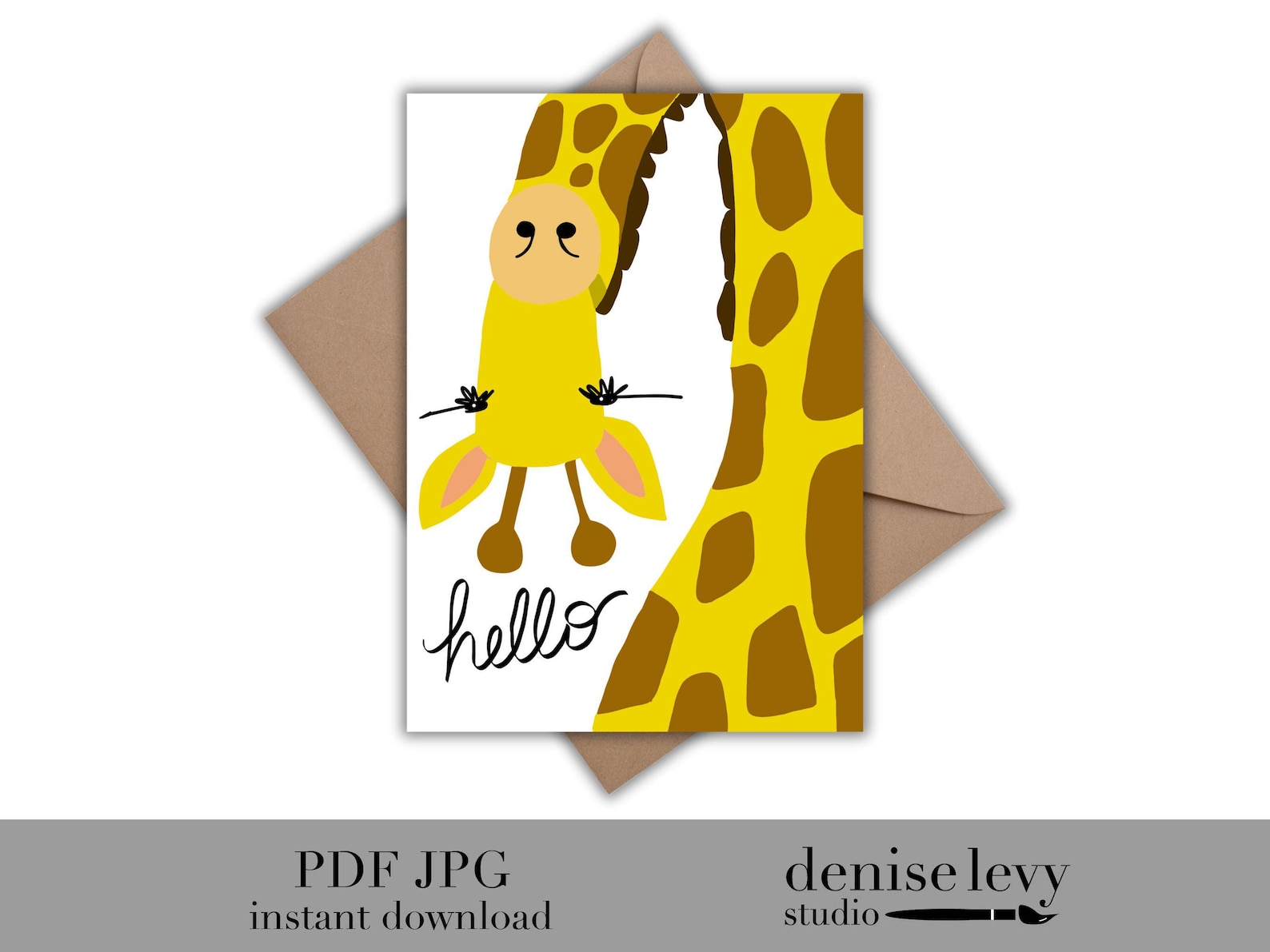 Printable Giraffe Hello Card (instant Download) - Etsy