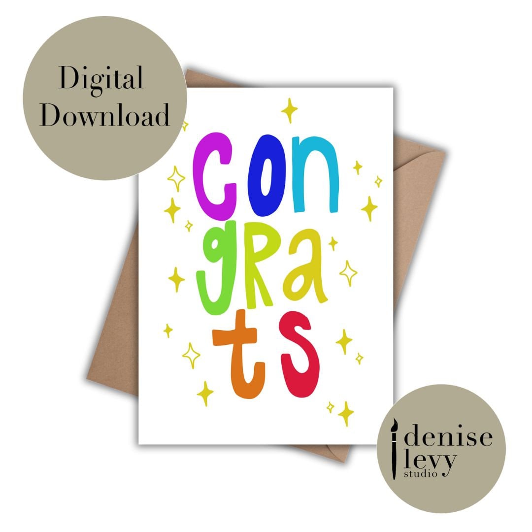 Printable Congrats Card, Congratulations Card, Graduation Card, New Job ...