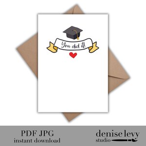 Printable Graduation Card, Congratulations Card, Graduate Hat Card ...