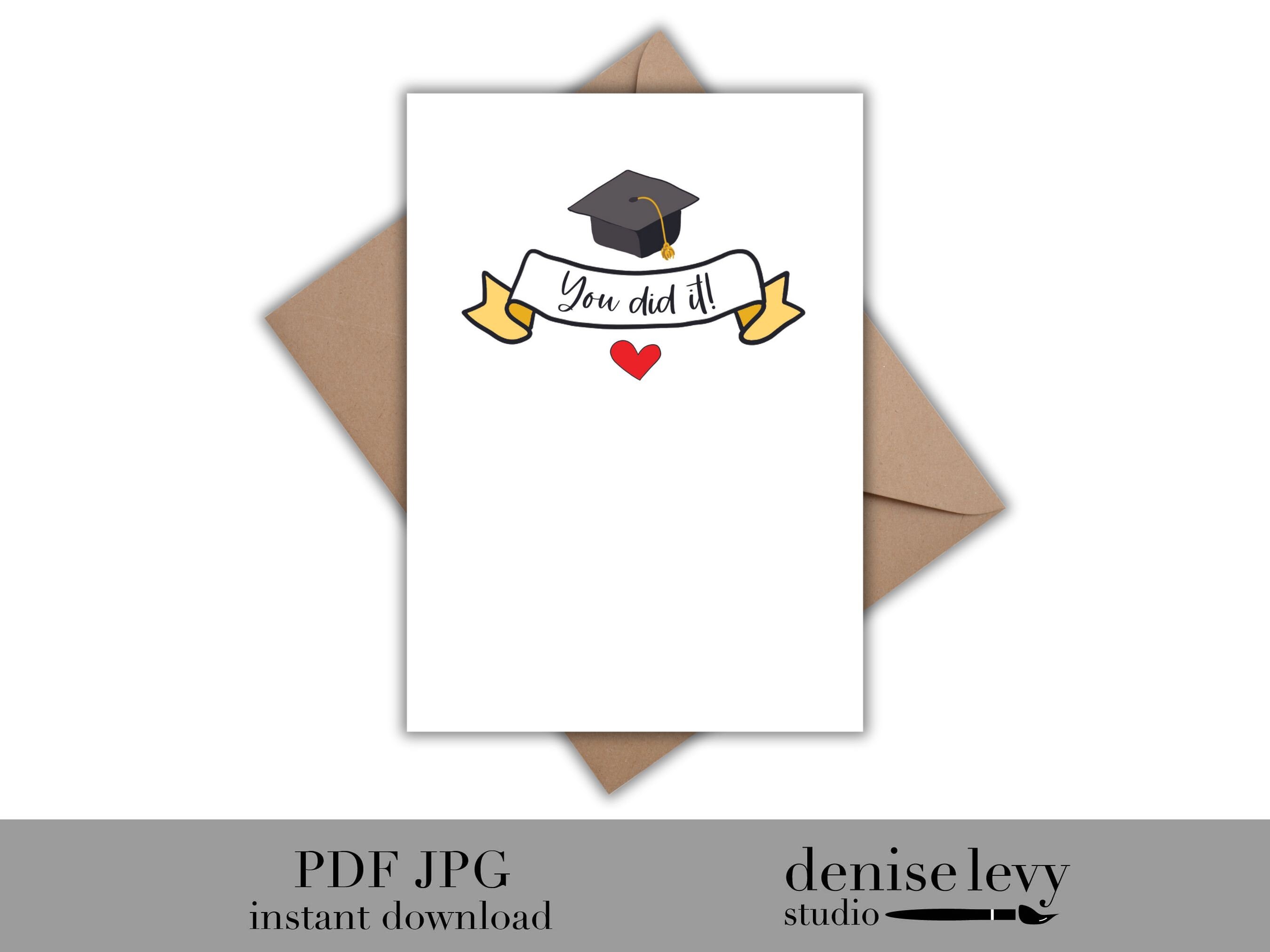 Printable Graduation Card, Congratulations Card, Graduate Hat Card ...