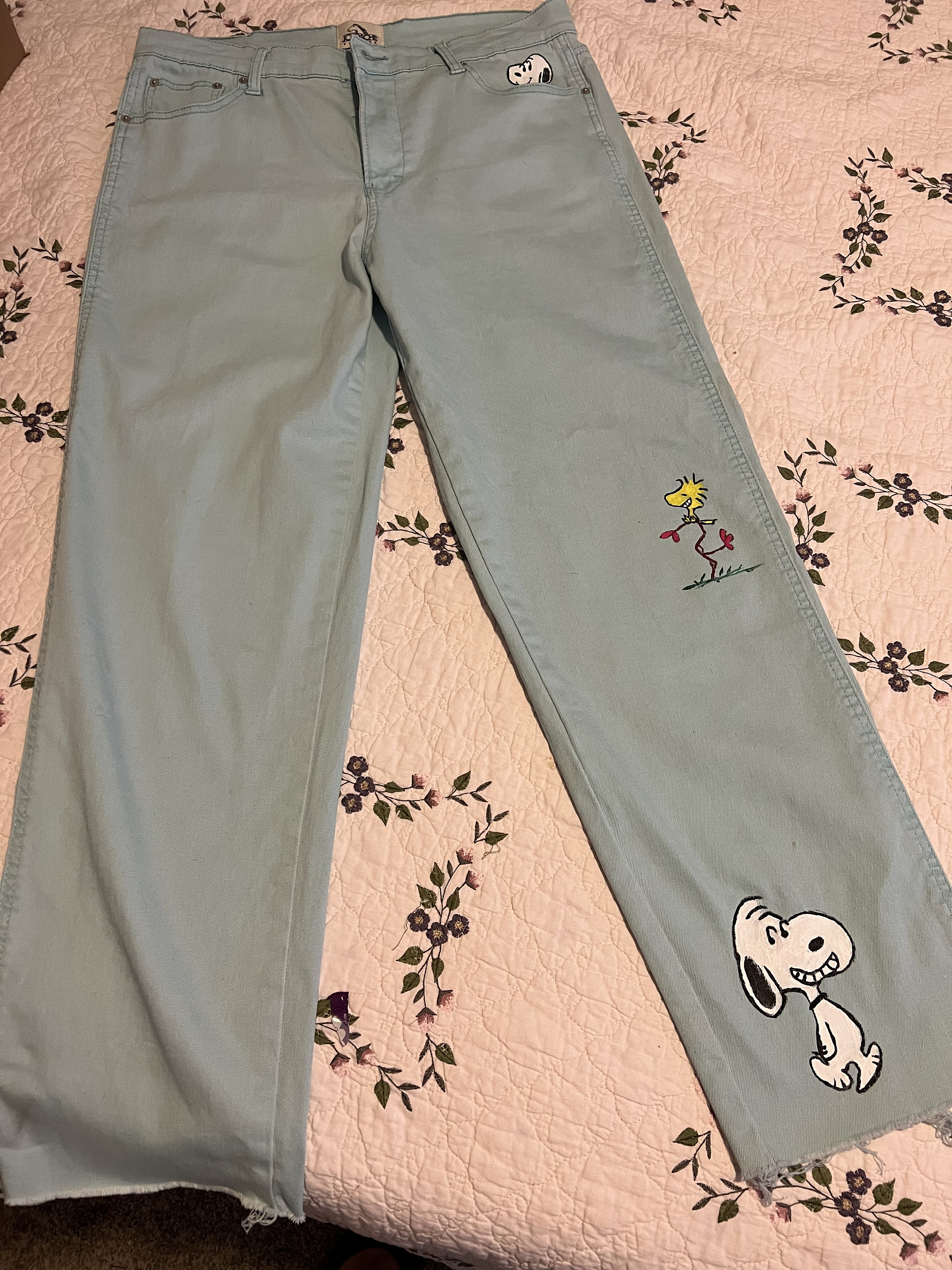 Snoopy and Woodstock Hand Painted Womens Jeans - Etsy