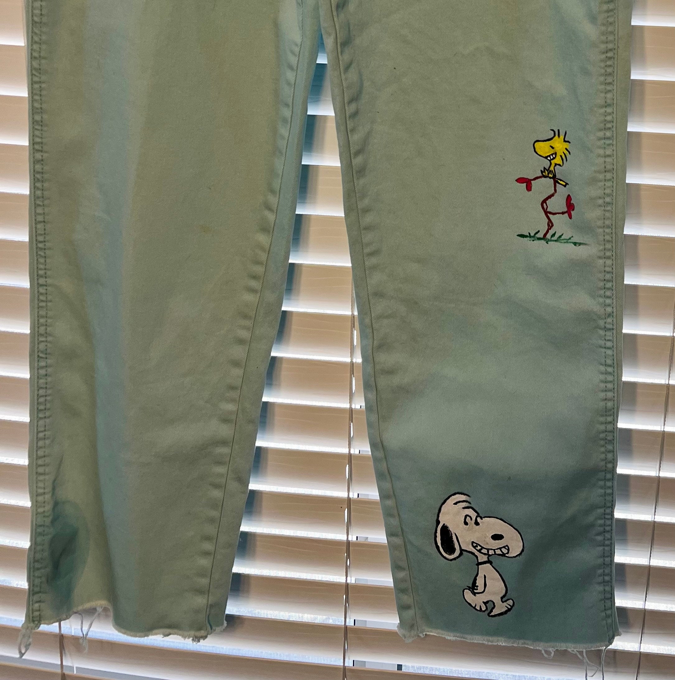 Snoopy and Woodstock Hand Painted Womens Jeans - Etsy