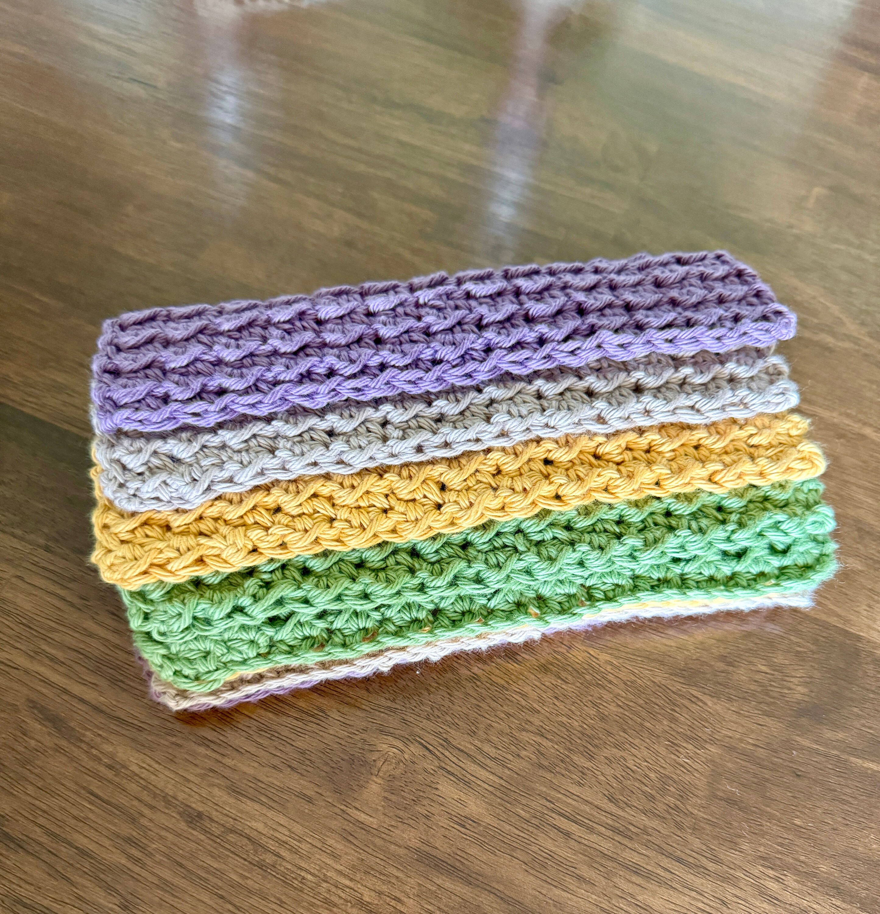 Crochet Set of Four Dish Cloths, Dish Rags, 100% Cotton Kitchen Cloths ...