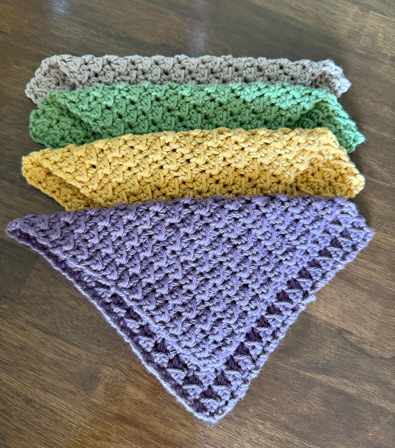Crochet Set of Four Dish Cloths, Dish Rags, 100% Cotton Kitchen Cloths ...