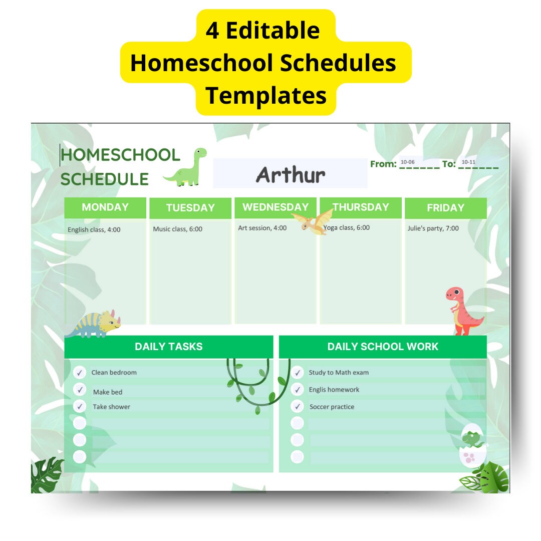 Homeschool Schedule, Homeschool Planner Printable, Homeschool Daily ...
