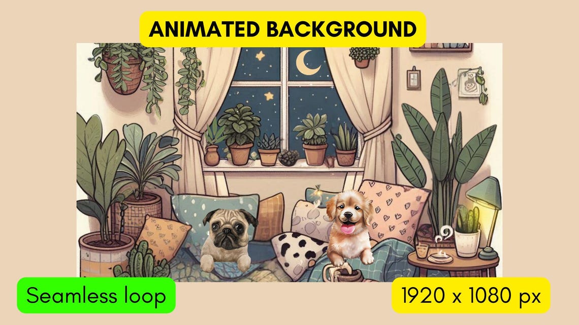 Virtual Animated Cozy Twitch Overlay Loop Vtuber Background Twitch ...