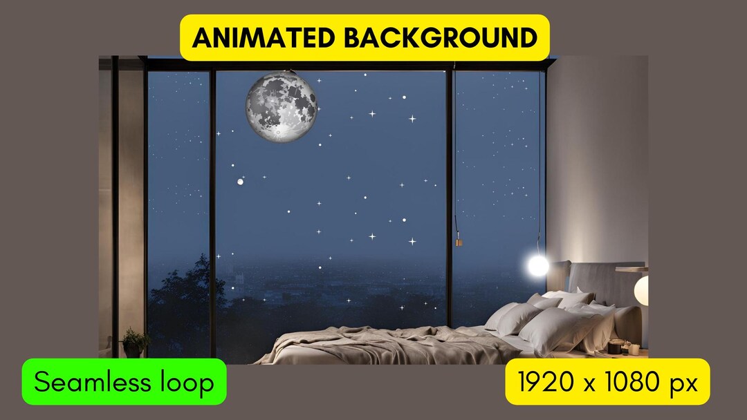 Animated Virtual Background Twitch Background Night Twitch Overlay ...