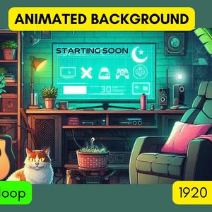 Virtual Animated Background Game Twitch Overlay Loop Vtuber Background ...